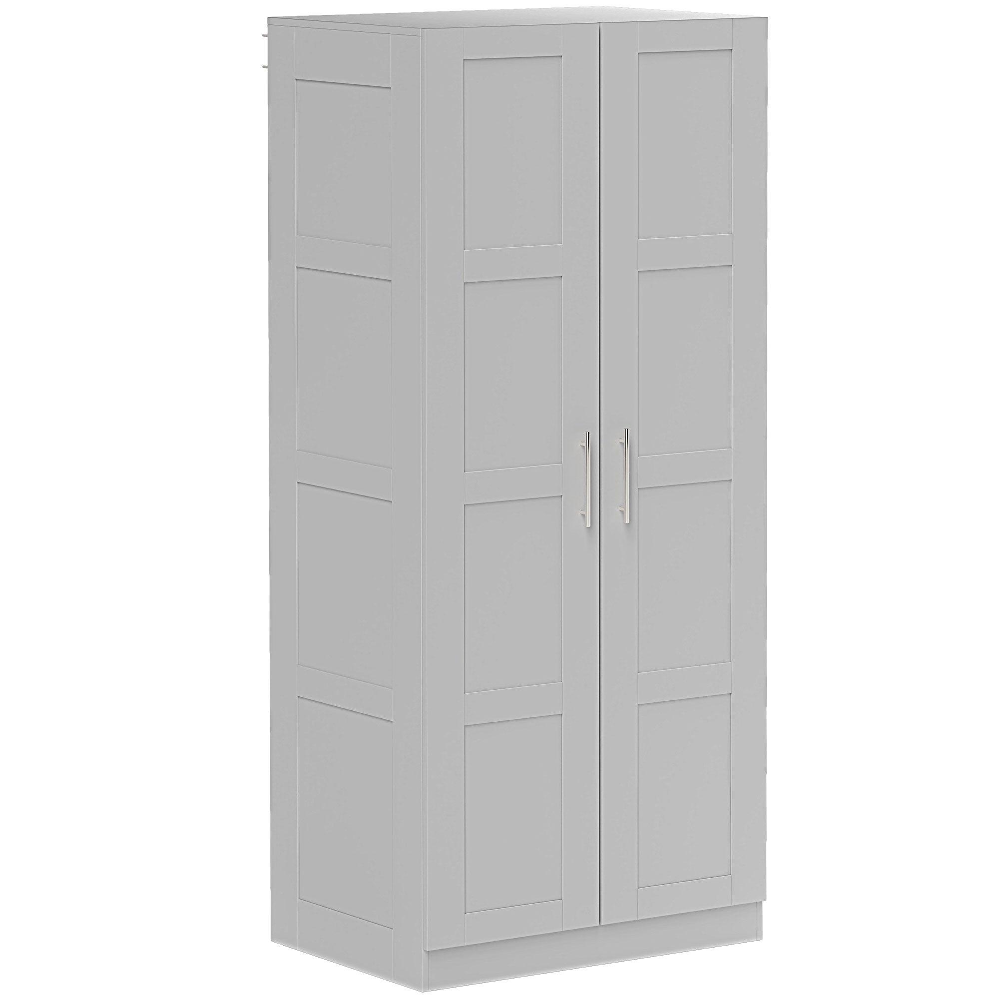 Double Paneled Door Wardrobe, with Shelves - Grey – Adams Allsorts