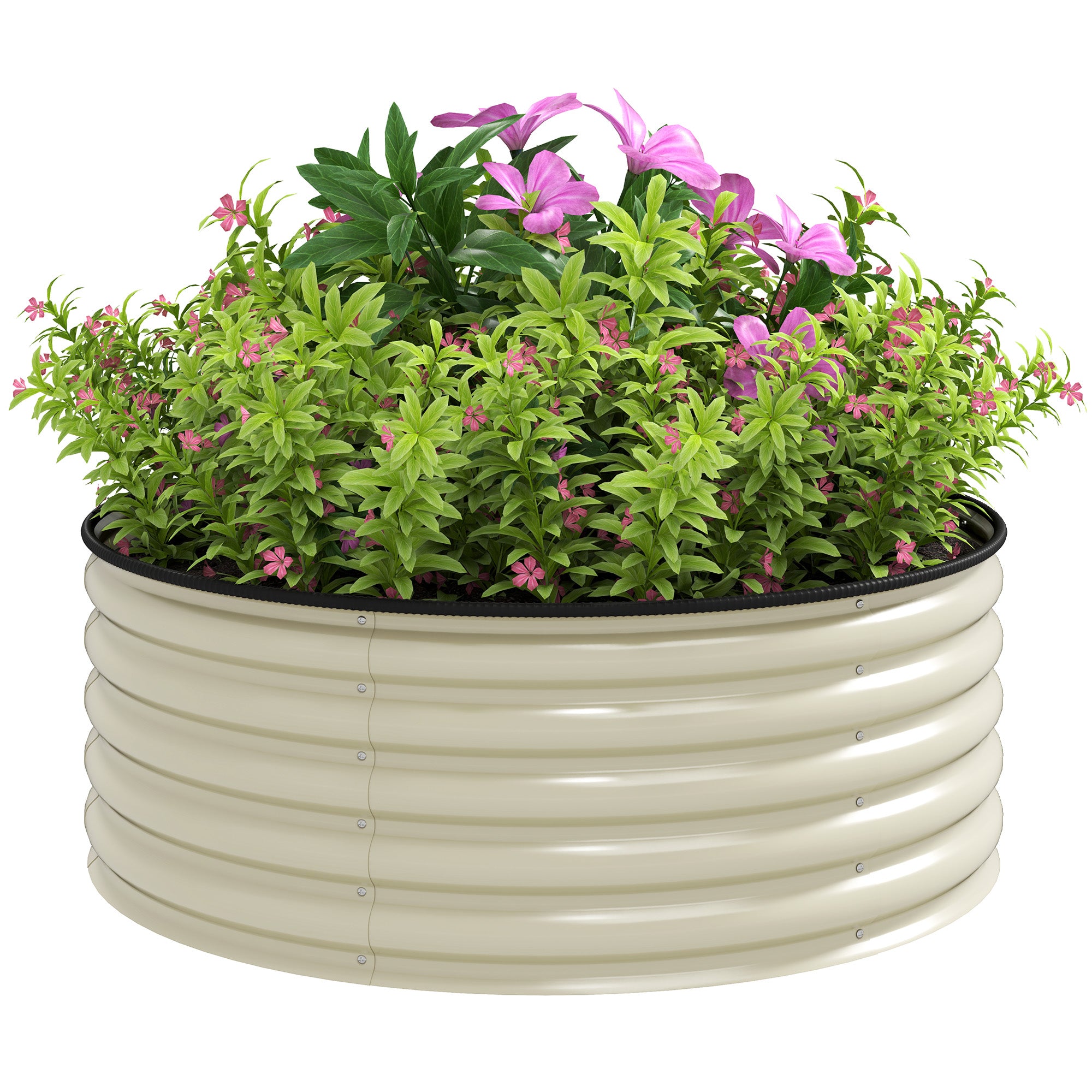 Outsunny Galvanised Raised Garden Bed with Safety Edging, Outdoor Rais ...