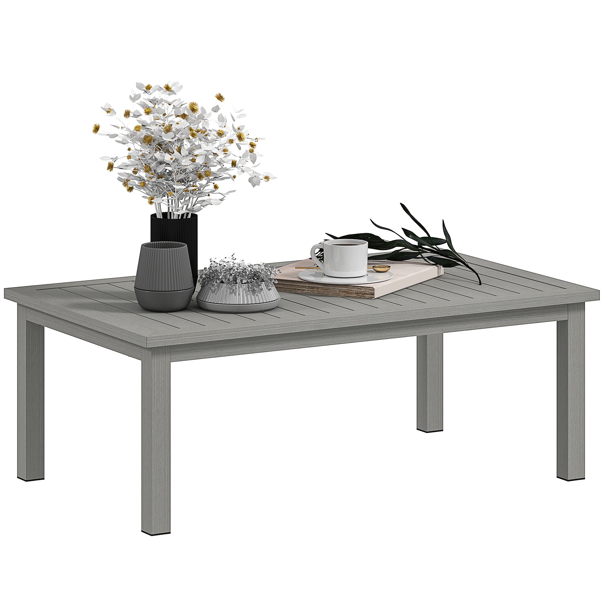 Outsunny 100cm x 60cm Aluminium Outdoor Coffee Table - Grey – Adams ...