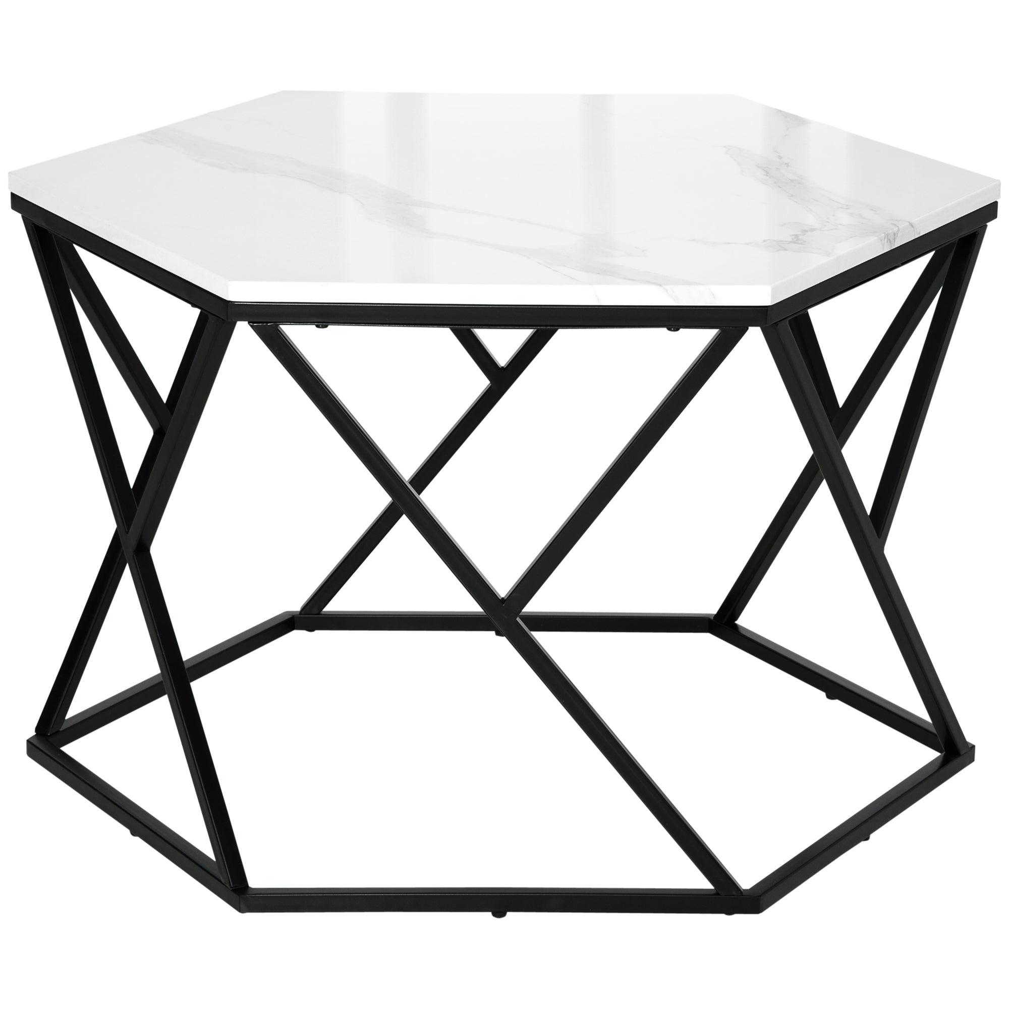 Coffee Table with High Gloss Marble Tabletop, Modern Cocktail Table wi ...