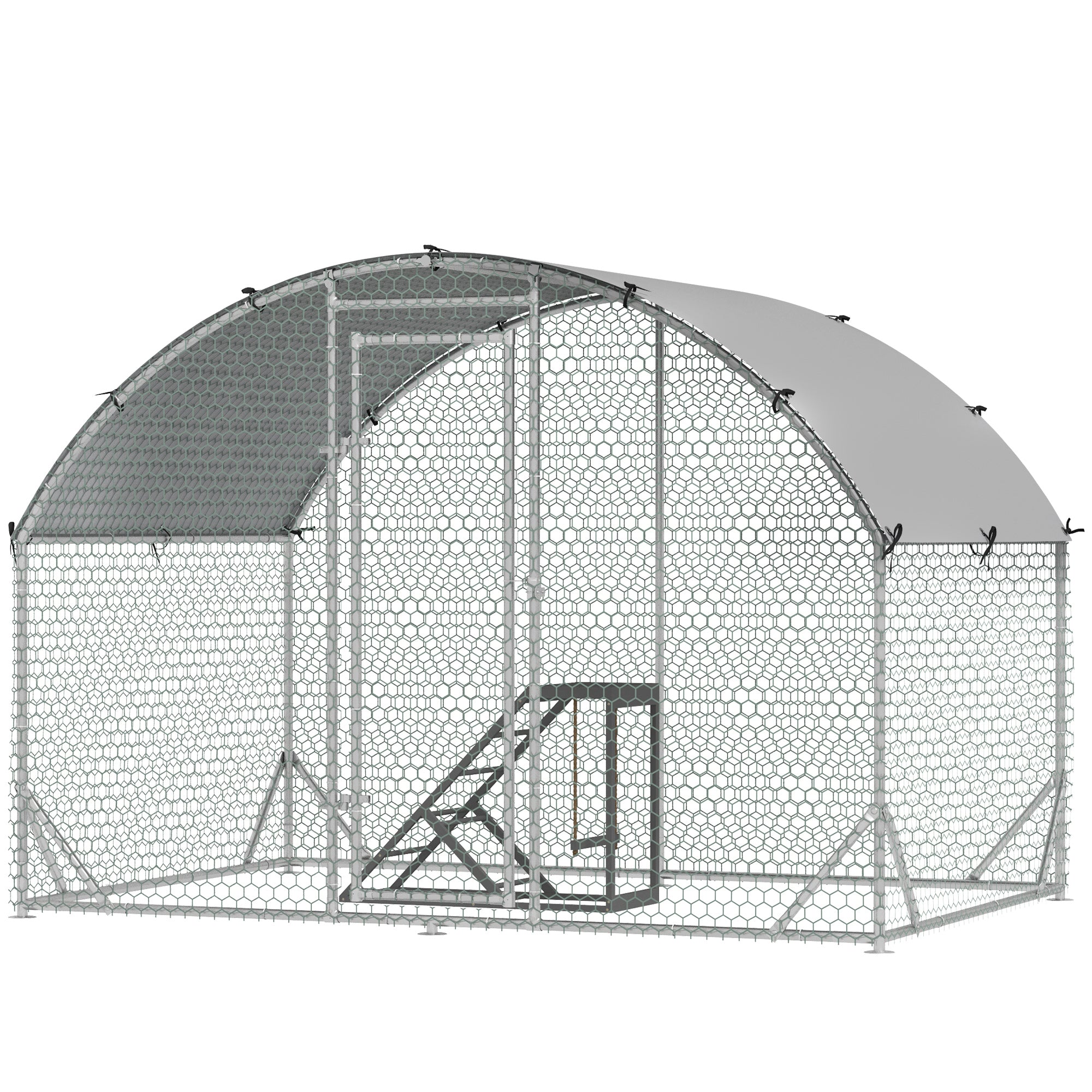 PawHut Walk In Chicken Run Galvanised Coop With Activity Shelf, Outdoo ...