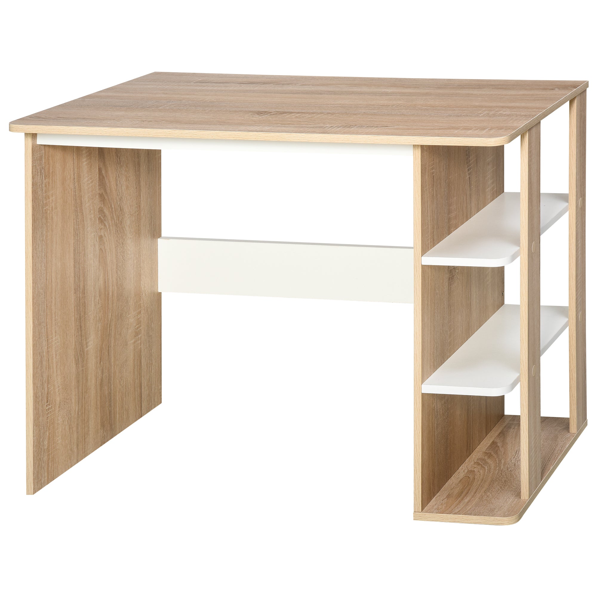Computer Desk & 3-Tier Side Shelves Wide Table Top Home furniture OAK ...