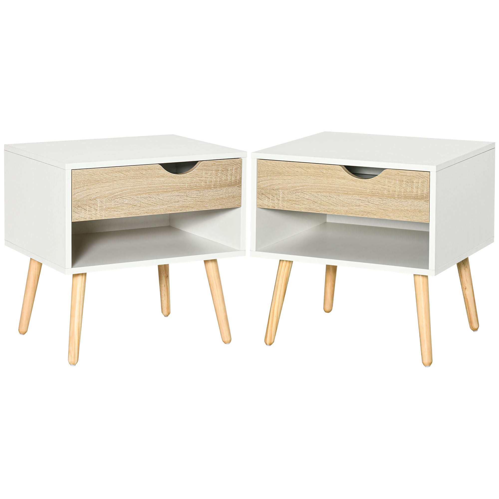 Bedside Table with Drawer and Shelf, Modern Nightstand, End Table for ...