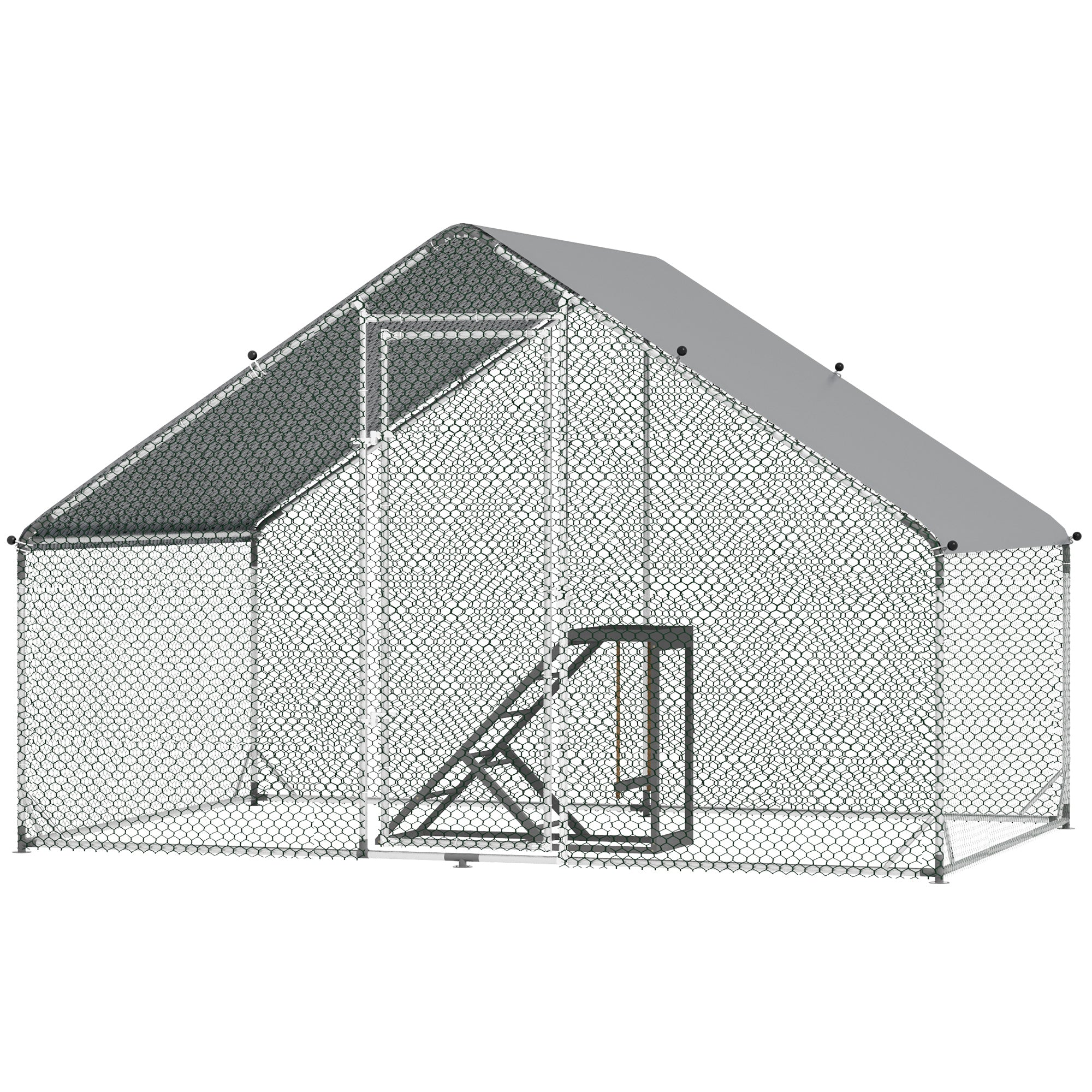 PawHut Walk In Chicken Run with Chicken Activity Shelf and Cover, 3 x ...