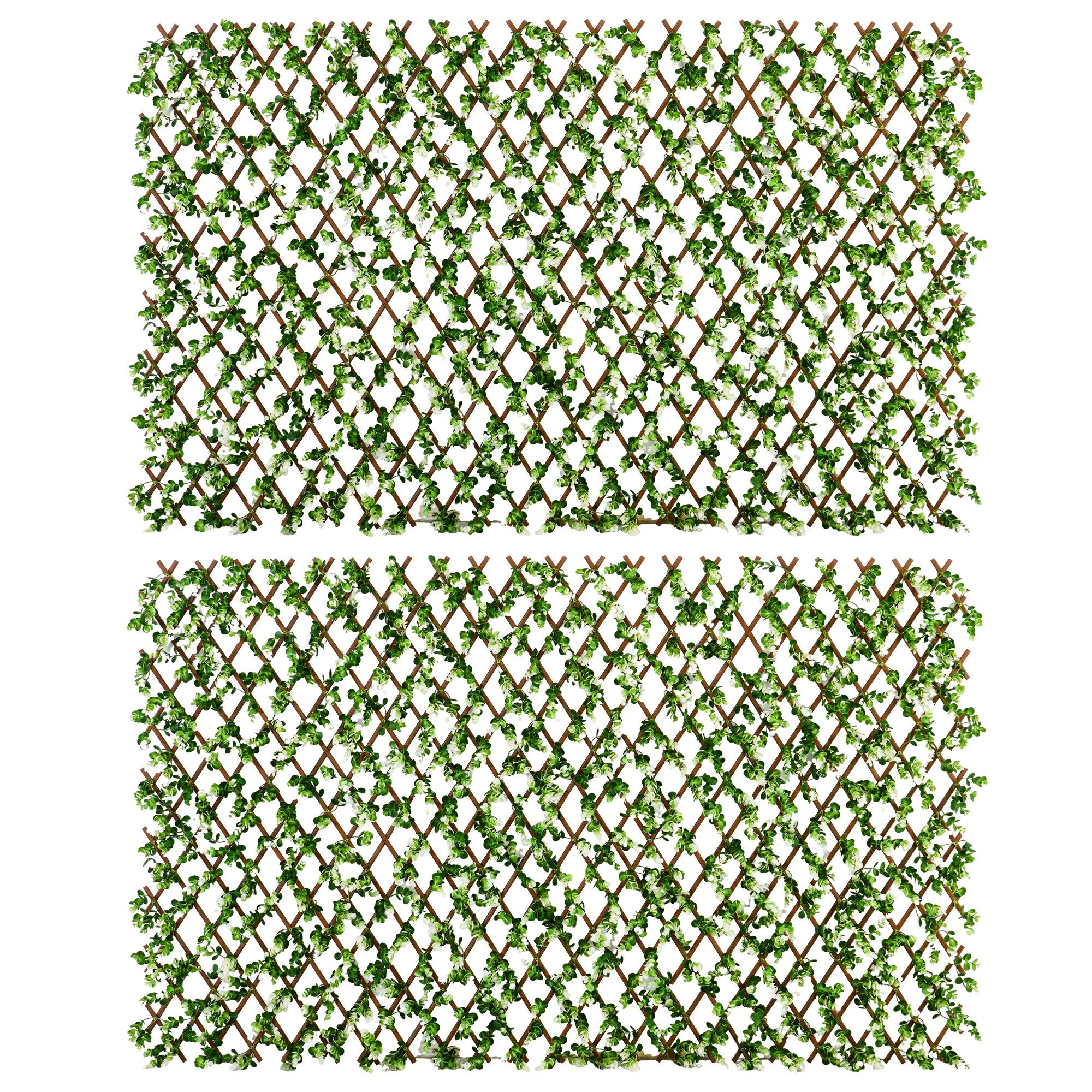 Outsunny 2 Pieces Expandable Faux Privacy Fence, 2m x 1m Decorative Tr ...
